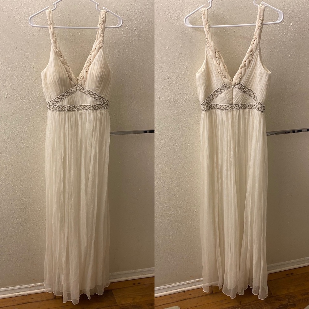 Vintage Nina Austin Grecian White Crepe/Beaded Prom D… - Gem